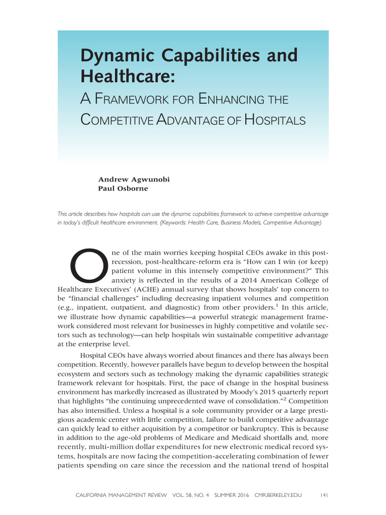 Enhancing Hospital Competitive Advantage | PDF | Medicare (United ...