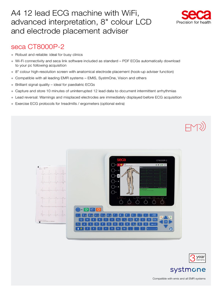 Seca CT8000P-2 ECG Machine Overview | PDF | Electrocardiography | Wi Fi