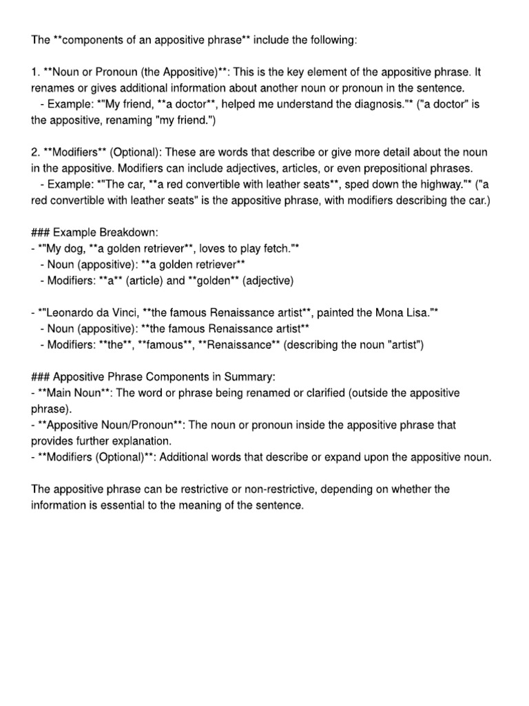 Appositive Phrase | PDF