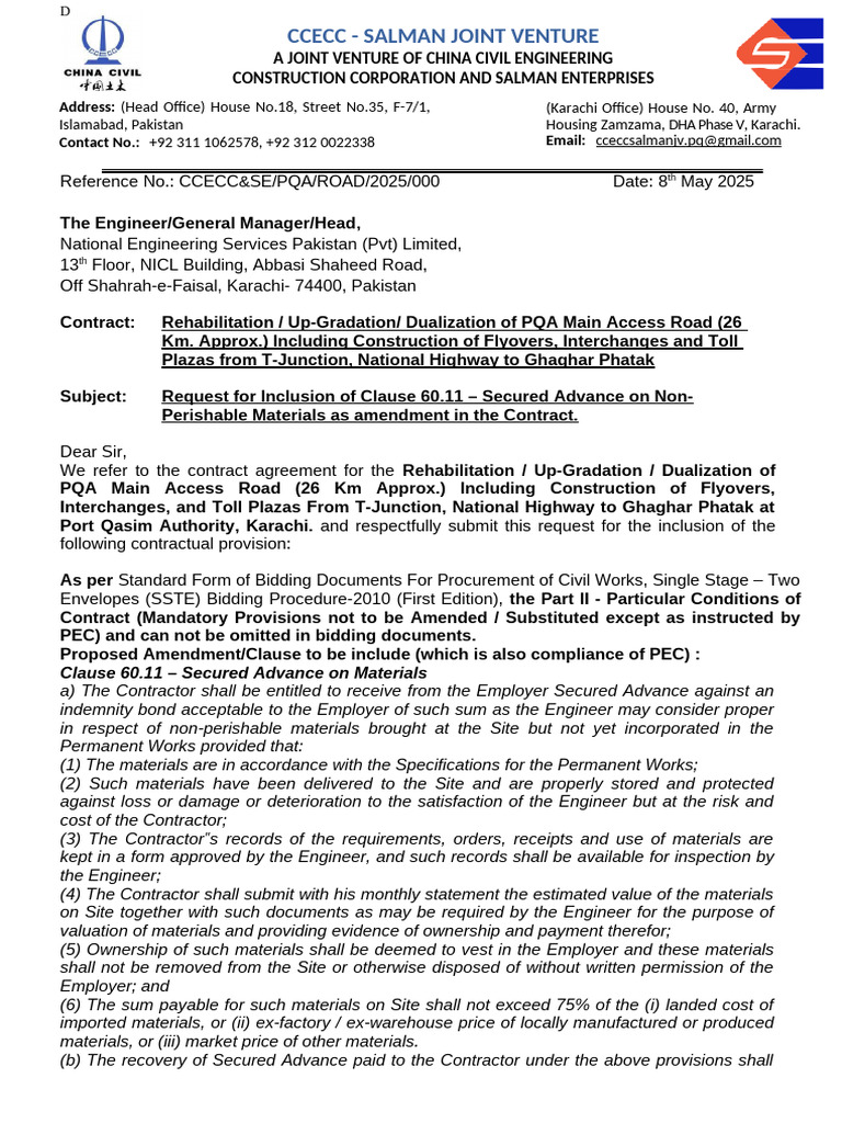 PQA Road & STP & CETP Letters at Sec Adv-Road | PDF | Business ...
