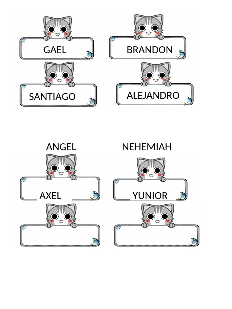 Tarjetas de Nombres | PDF
