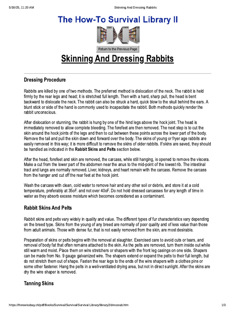 Skinning and Dressing Rabbits | PDF | Sodium Carbonate | Fur