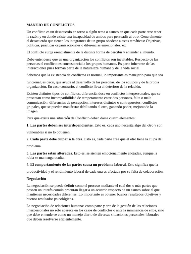 Manejo de Conflictos | PDF | Negociación | Marketing