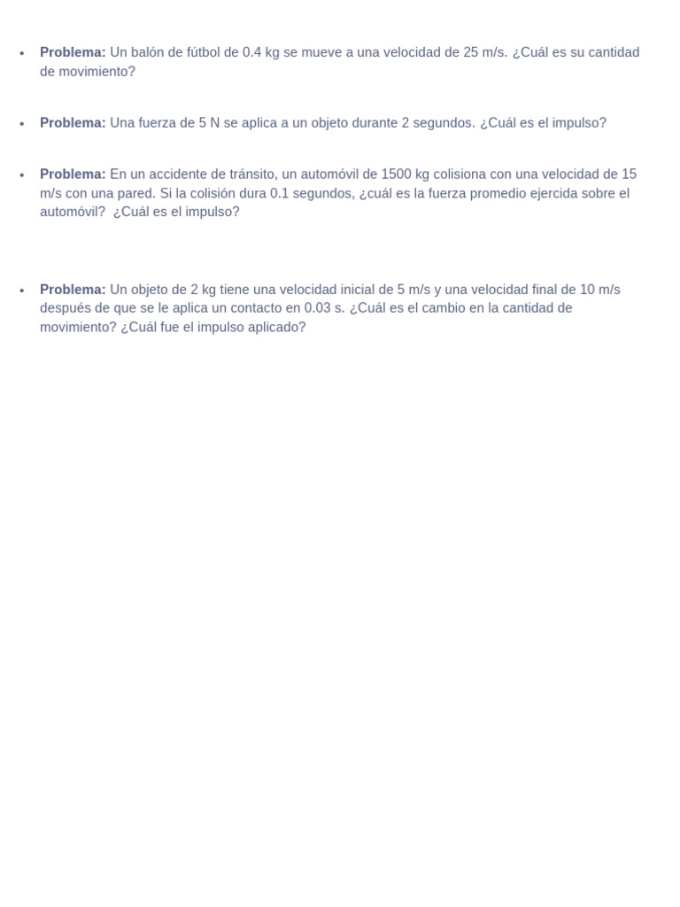 Ejercicios de Impulso | PDF