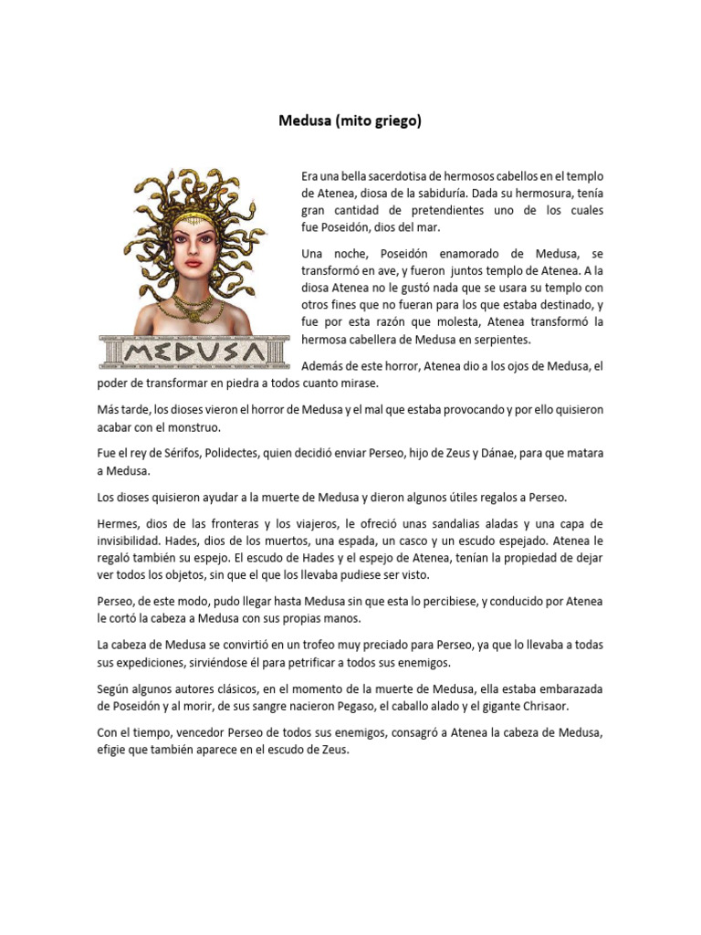 Mito de Medusa y Perseo en la mitología griega | PDF