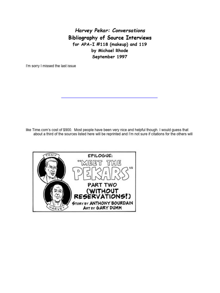 APA 118-119 PEKAR Bibliography | PDF | Comics