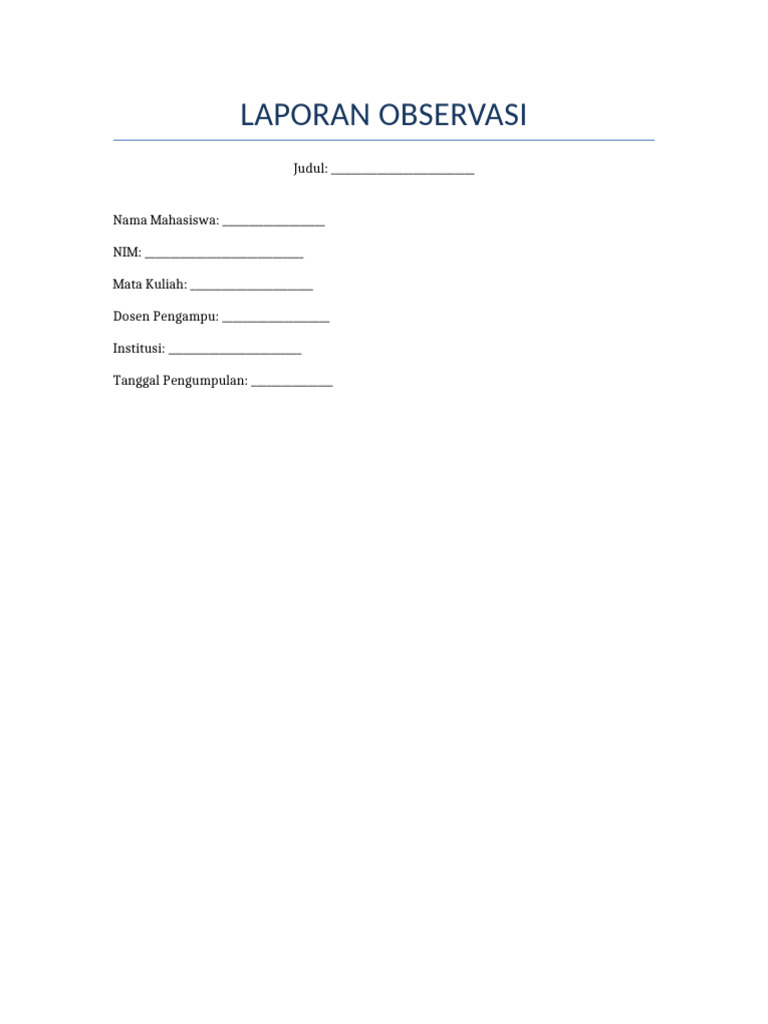 Format Laporan Observasi Mahasiswa | PDF