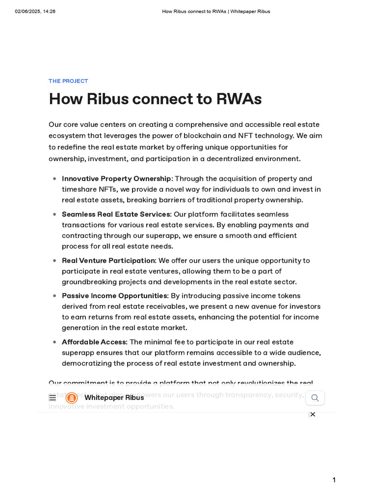 How Ribus Connect To RWAs - Whitepaper Ribus | PDF | Money | Investing