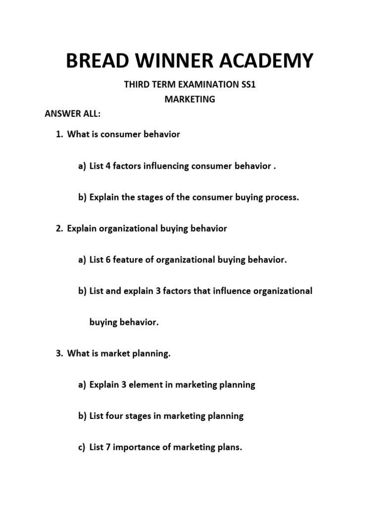 Bread Winner Marketing - 071805 | PDF