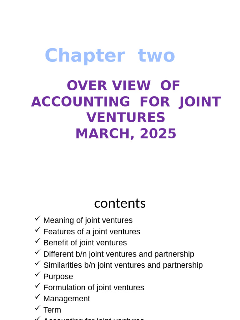 CH 2 Advanced Financial Accounting II | PDF | Joint Venture | Partnership