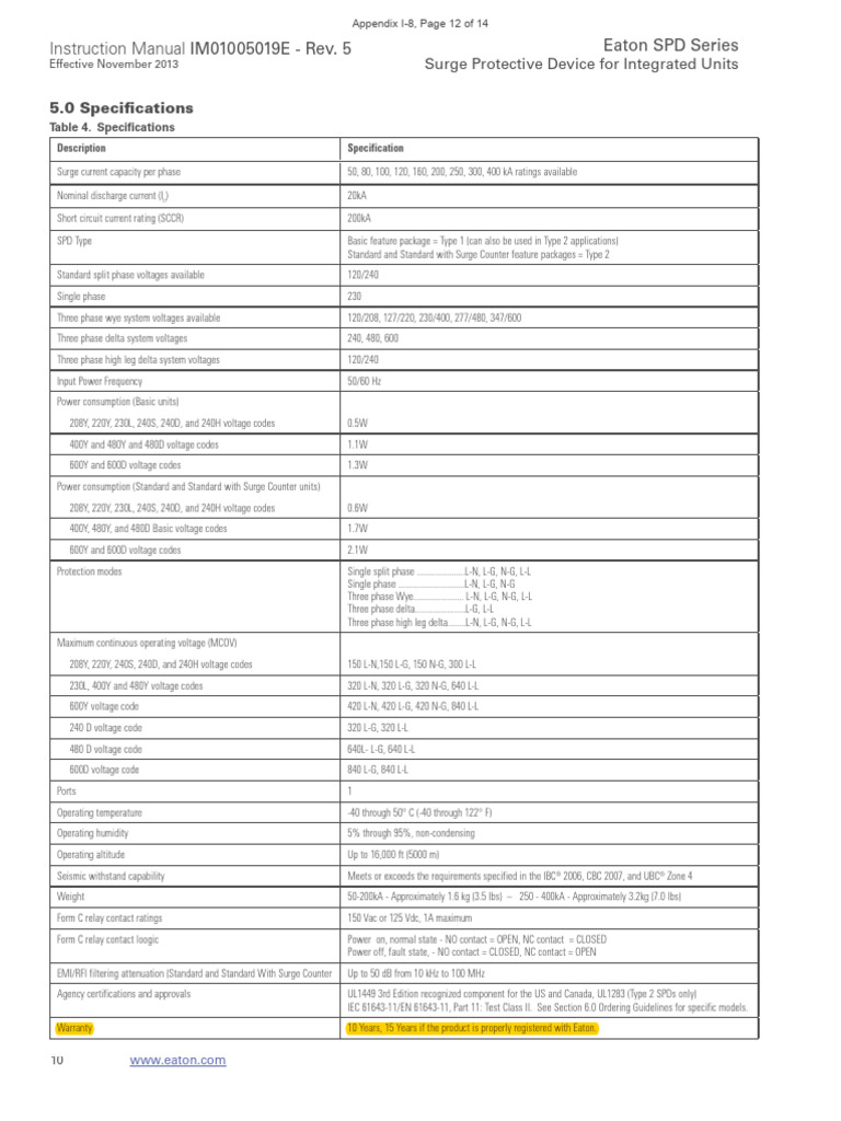 Eaton SPD Series Instruction Manual | PDF | Electrical Engineering ...