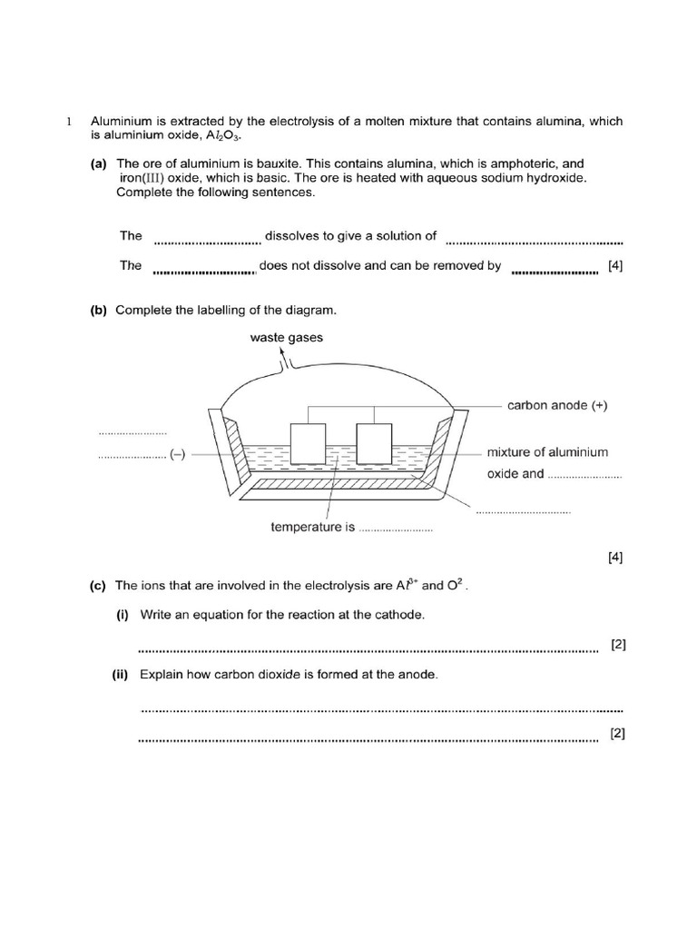 Electrolysis Worksheet | PDF