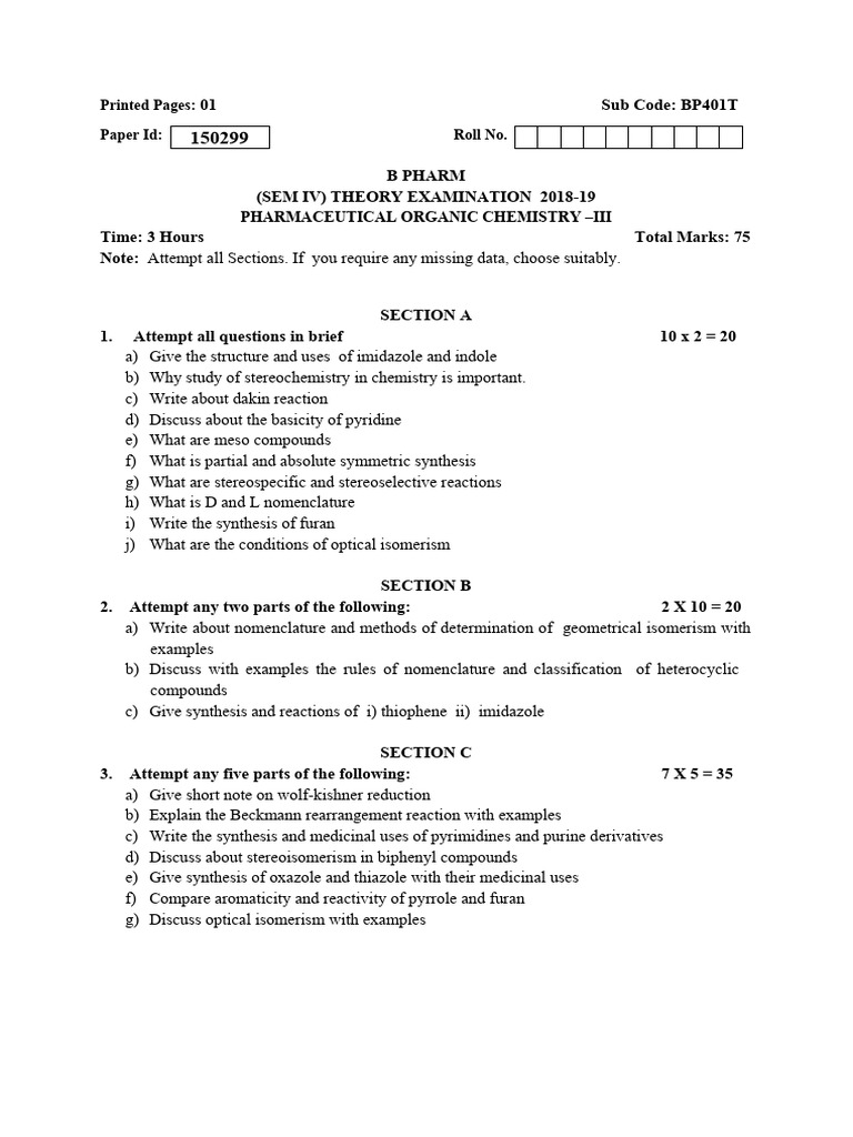 Aktu Question Paper (2018-25) | PDF | Chirality (Chemistry ...