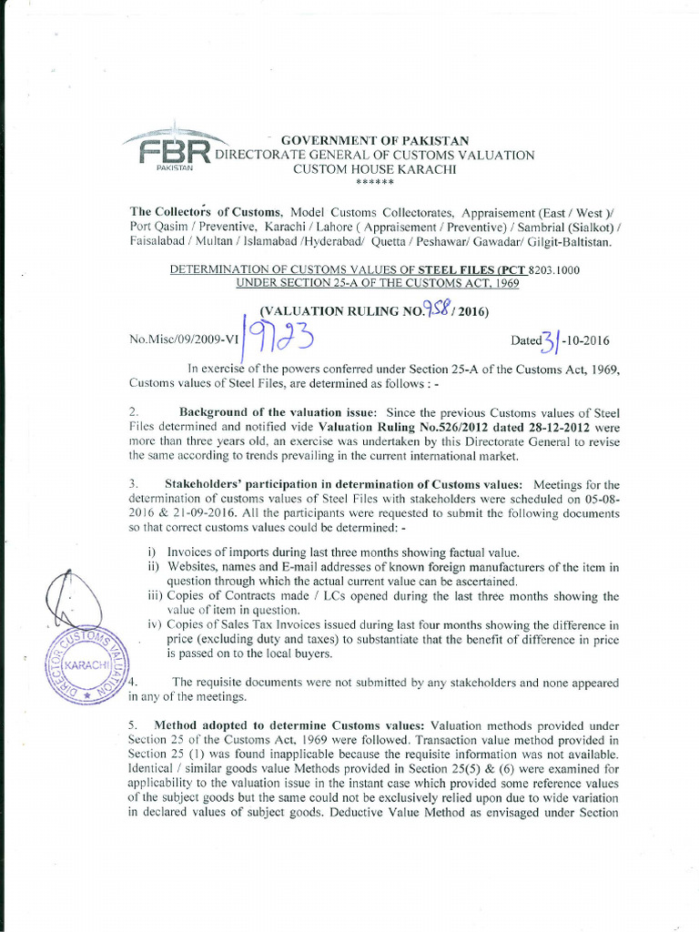 Valuation Ruling 958 | PDF