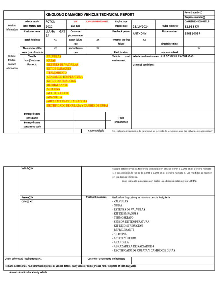 Informe Tecnico N. 103 Foton Vin Lvav2jvb5ne300327 | PDF | Tecnologías ...