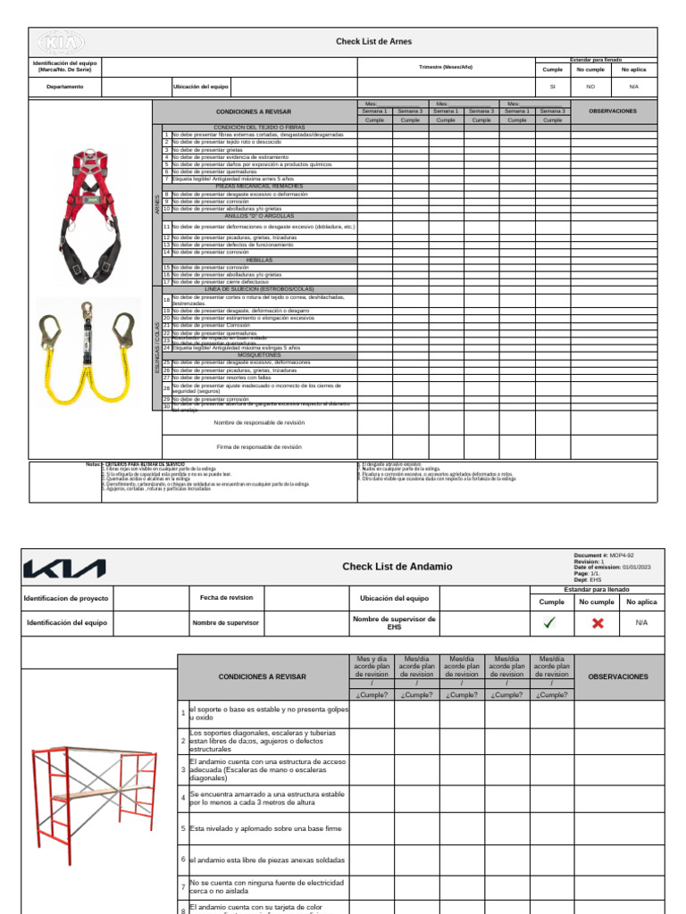 MOP4-F92 Check List de Andamio | PDF