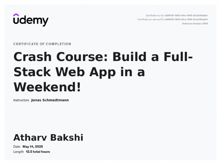 Udemy Certificate | PDF