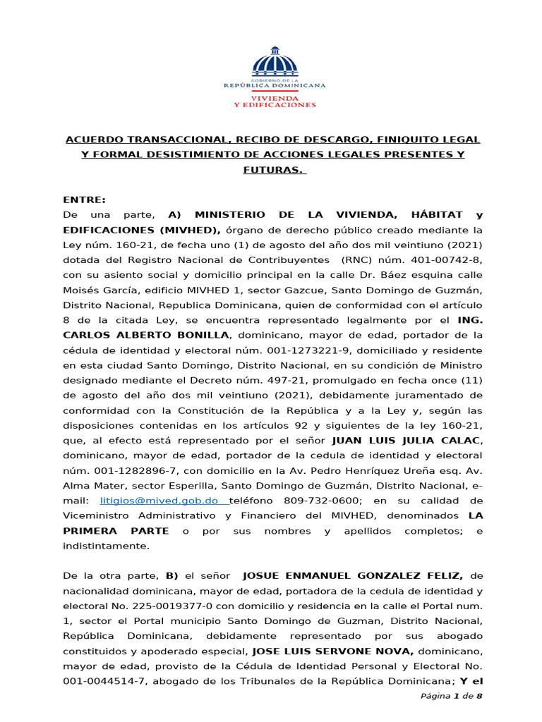 Acurdo Pintor | PDF | República Dominicana | Daños y perjuicios