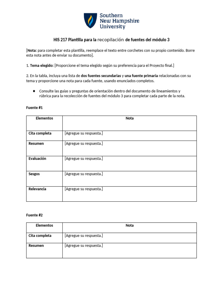 HIS 217 Module Three Collection of Sources Template (Es-MX) | PDF