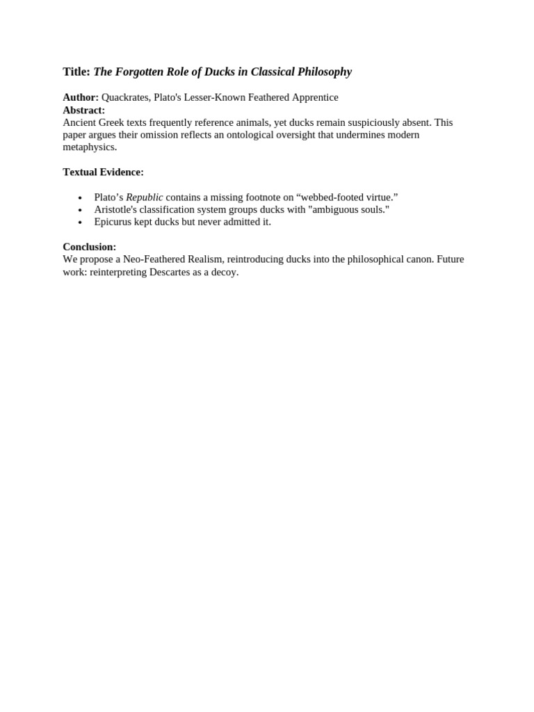 Ducks in Classical Philosophy Explained | PDF