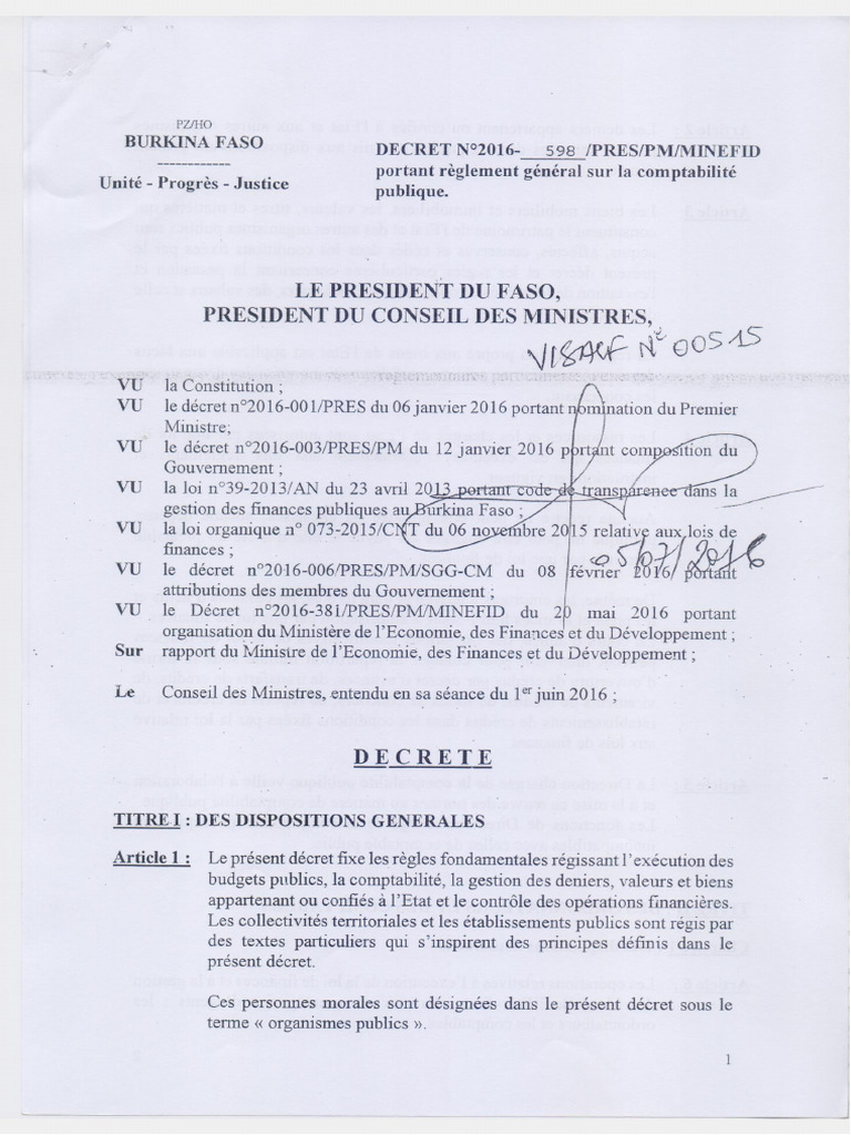 Décret 598 Portant RGCP | PDF