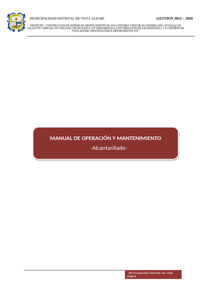 Manual de Operacion y Mantenimiento-Alcantarillado | PDF | Alcantarillado | Tubería (transporte ...