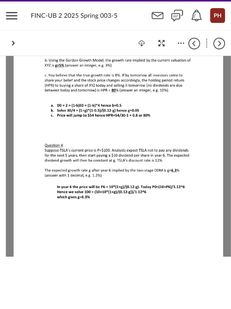 Practice - Final - Solutions - FINC-UB 2 2025 Spring 003-5 | PDF