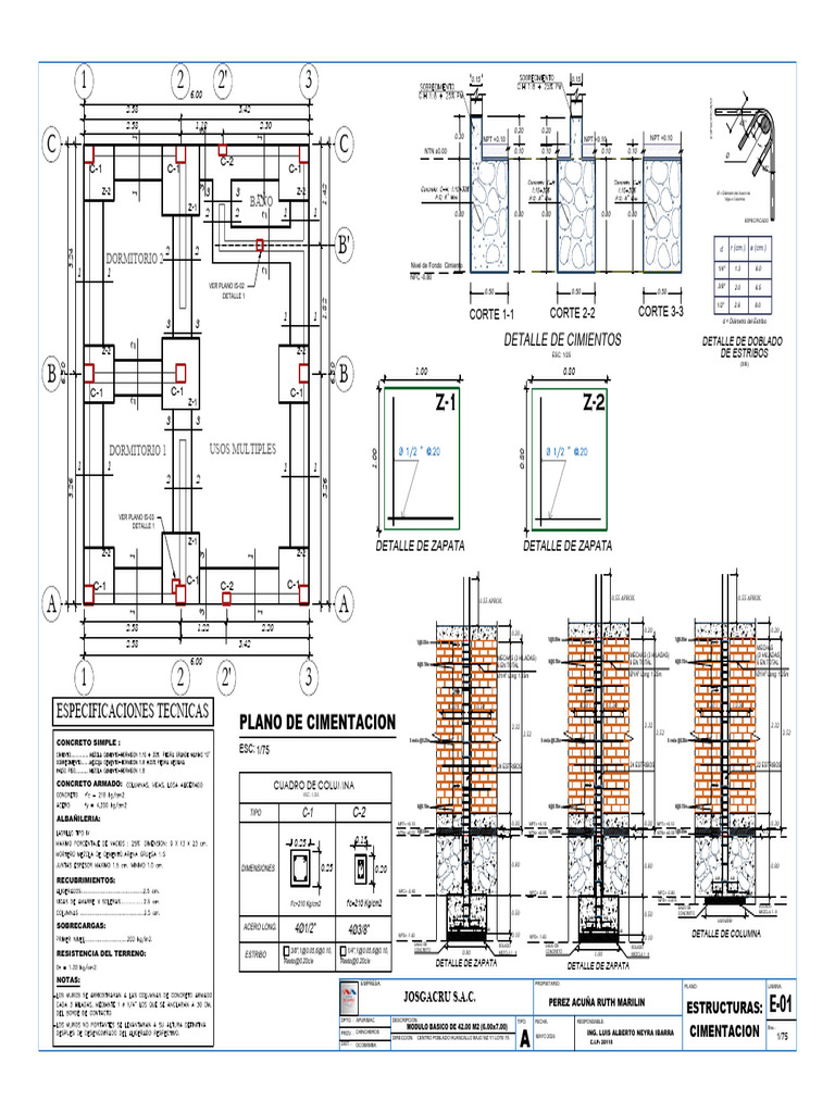 PLANOS CIMENTACION- MOD 6 M | PDF | Ingeniería estructural | Ingeniería de Edificación