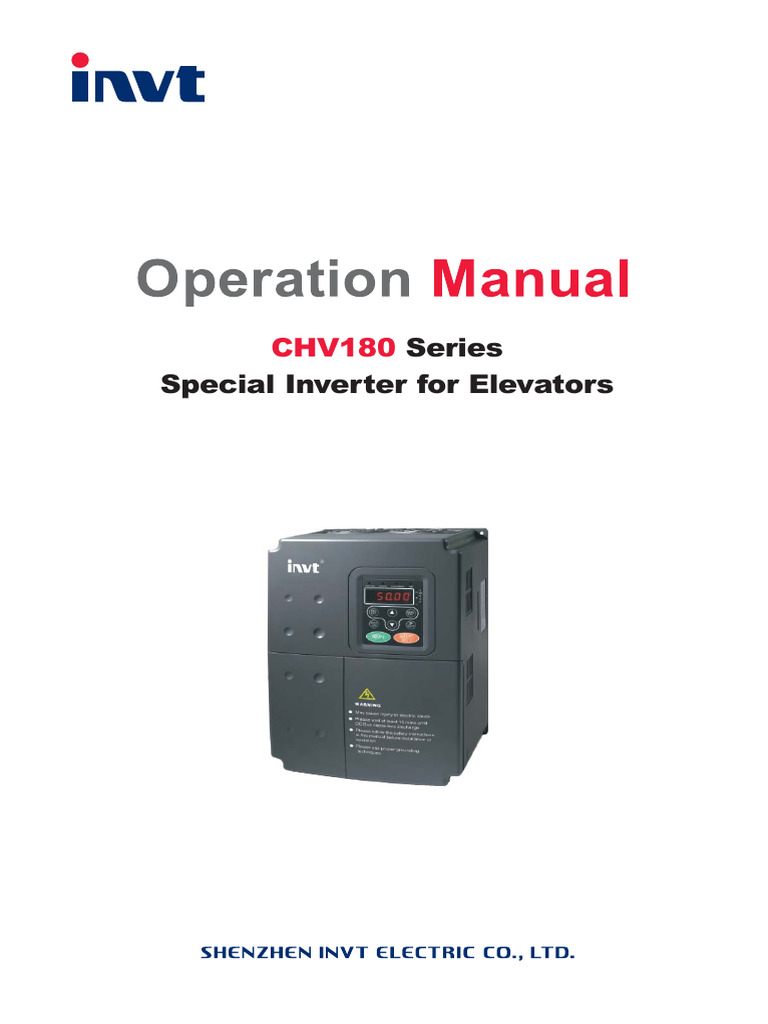CHV180 Series Special Inverter For Elevators Operation Manual - V3.2 ...