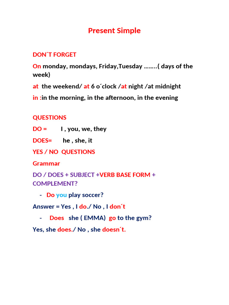 Present Simple Material Unit 3b and 3c | PDF