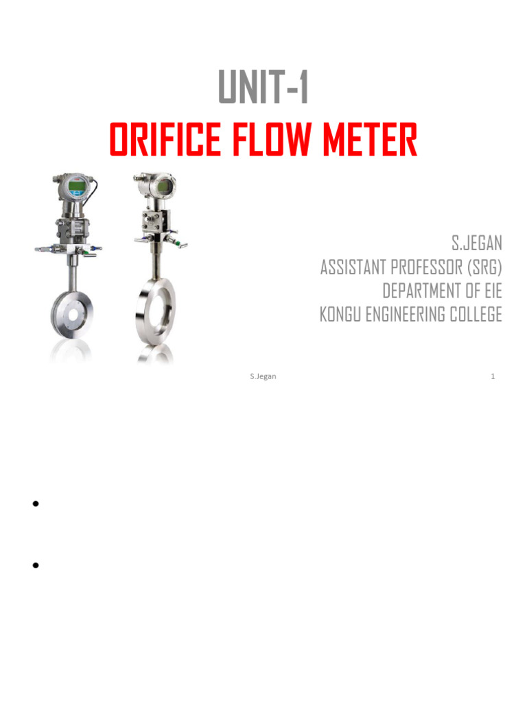 CLASS-3 Orifice Flow Meter | PDF | Flow Measurement | Mechanical Engineering