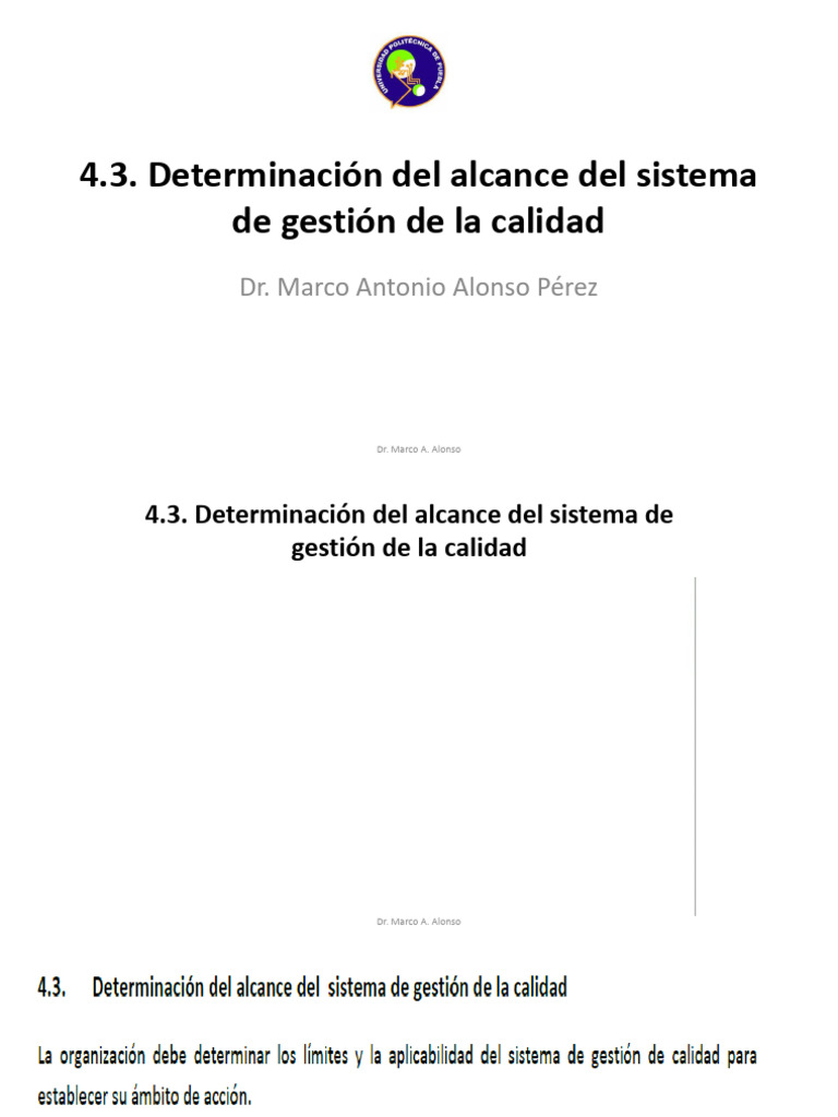 Alcance del Sistema de Gestión de Calidad | PDF