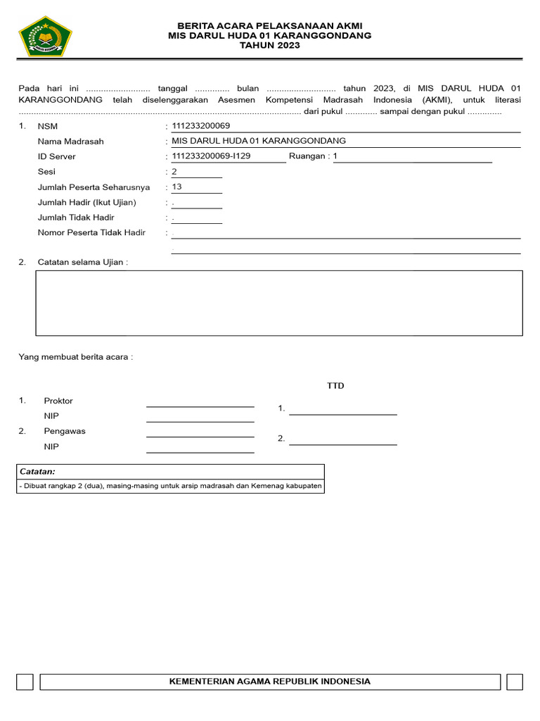 Berita Acara Sesi 2 | PDF