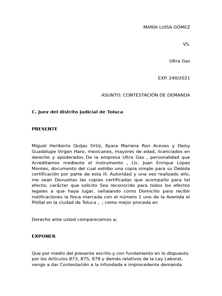Contestacion | PDF | Demanda judicial | Justicia