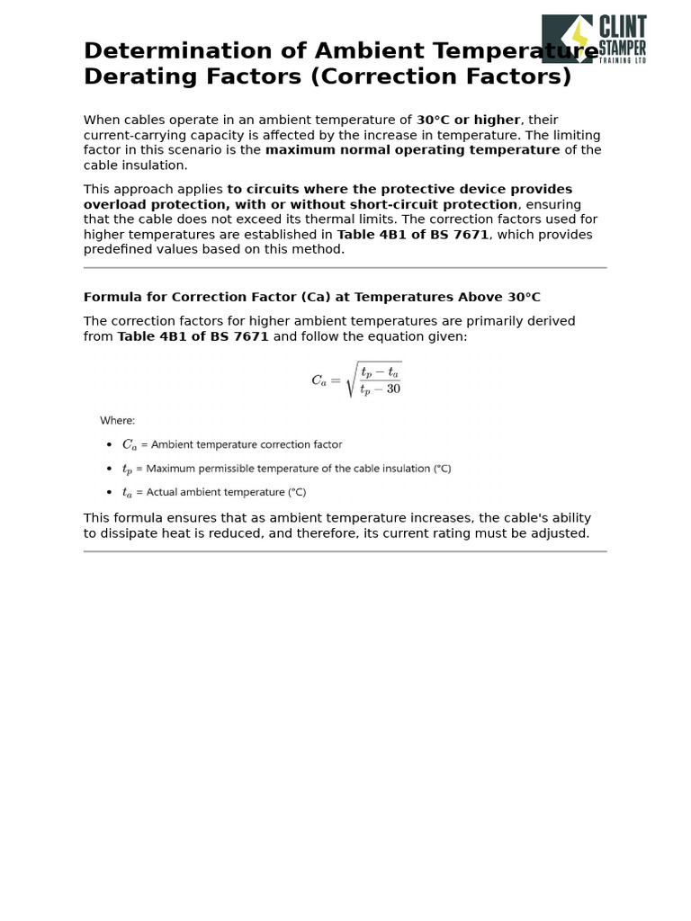Determination of Ambient Temperature Correction Factors | PDF ...