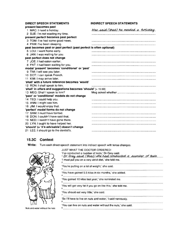 Reported Speech Extra Exercises | PDF