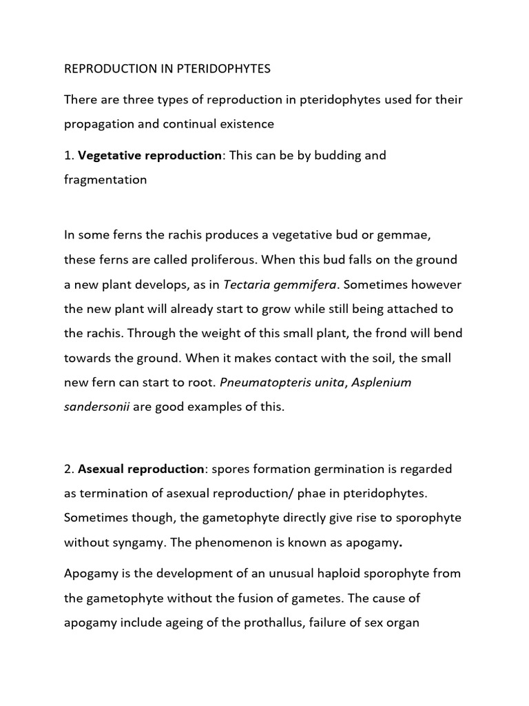 BOT 302 Pteridophytes Reproduction | PDF | Spore | Sexual Reproduction