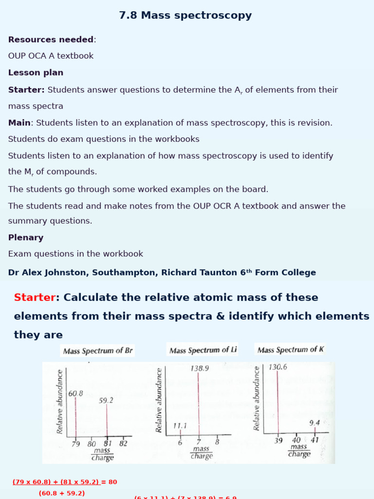 8 Mass Spectros | PDF | Mass Spectrometry | Chemistry