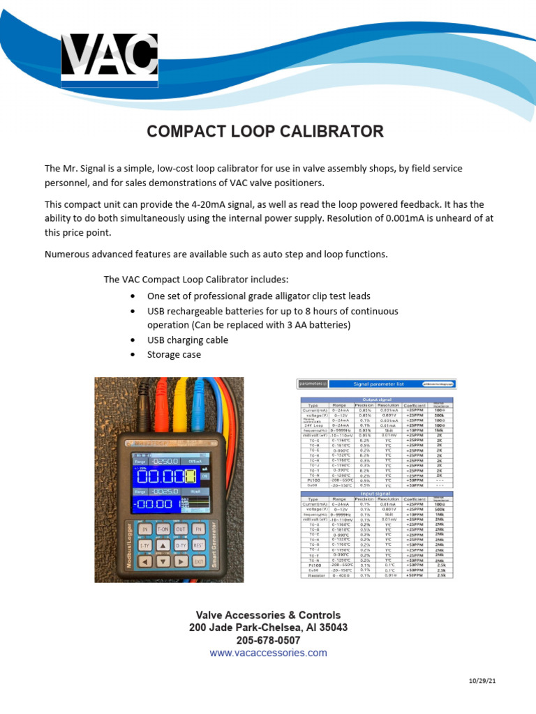 Mr. Signal Compact Loop Calibrator | PDF