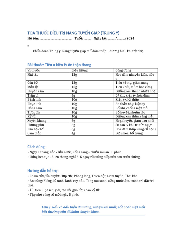 Toa Thuoc Nang Tuyen Giap | PDF