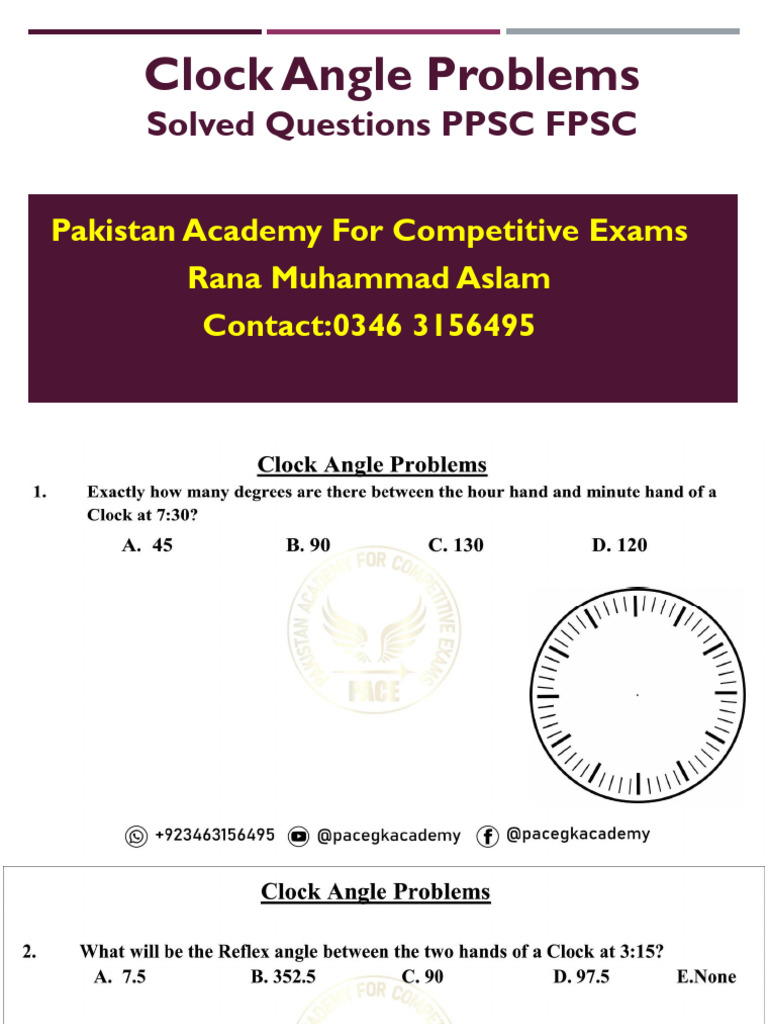 Clock Angle Problems | PDF