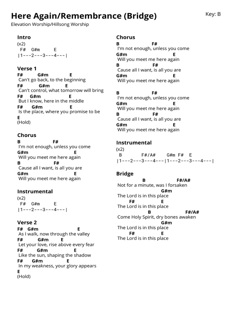 Here Again - Remembrance (Bridge) Real | PDF | Song Structure | Songs