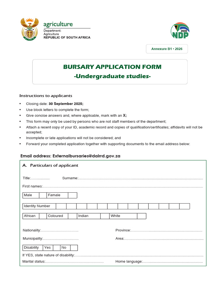 Full Time Undergraduate Application Form 2026 | PDF
