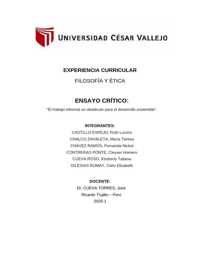 Ensayo Critico - Filosofia.. | PDF | Sustentabilidad | Pobreza