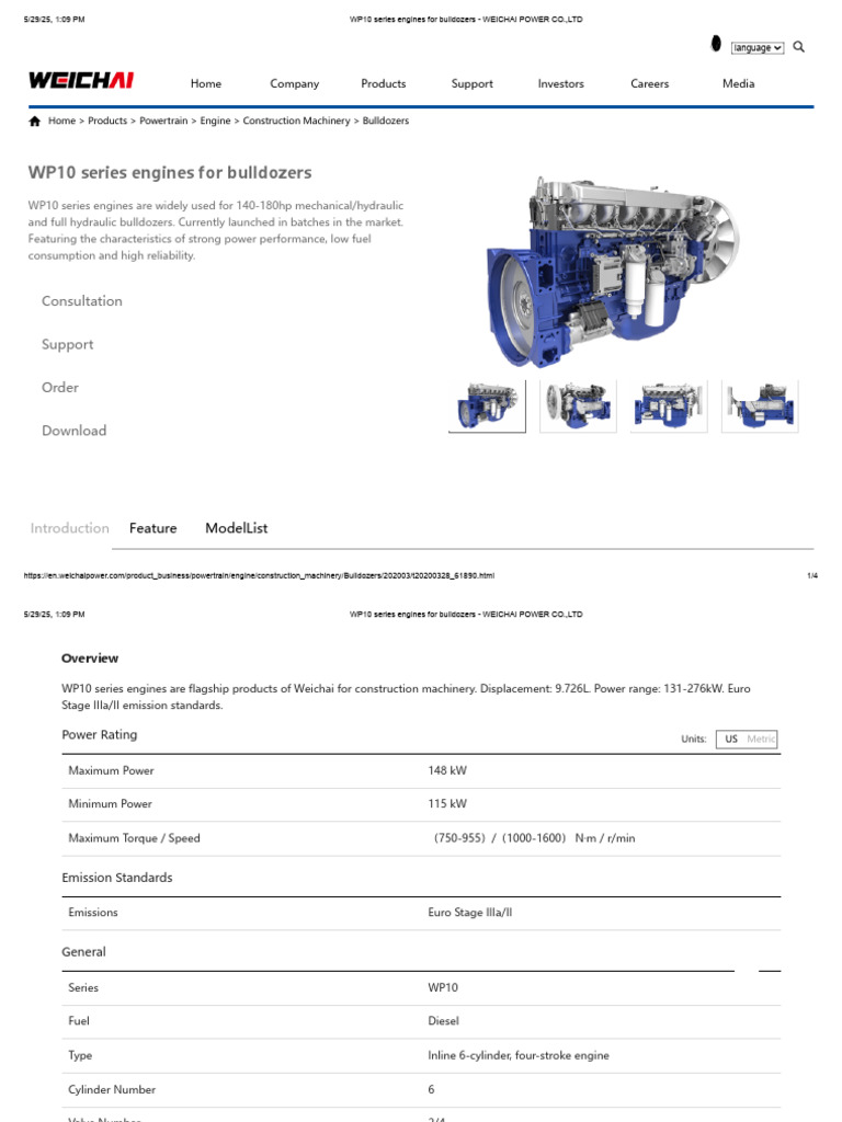 WP10 Series Engines For Bulldozers - WEICHAI POWER CO.,LTD | PDF ...