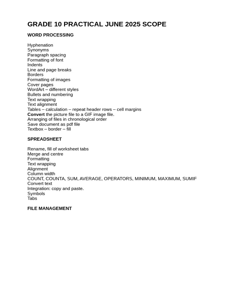 Scope Grade 10 Practical June 2025 | PDF