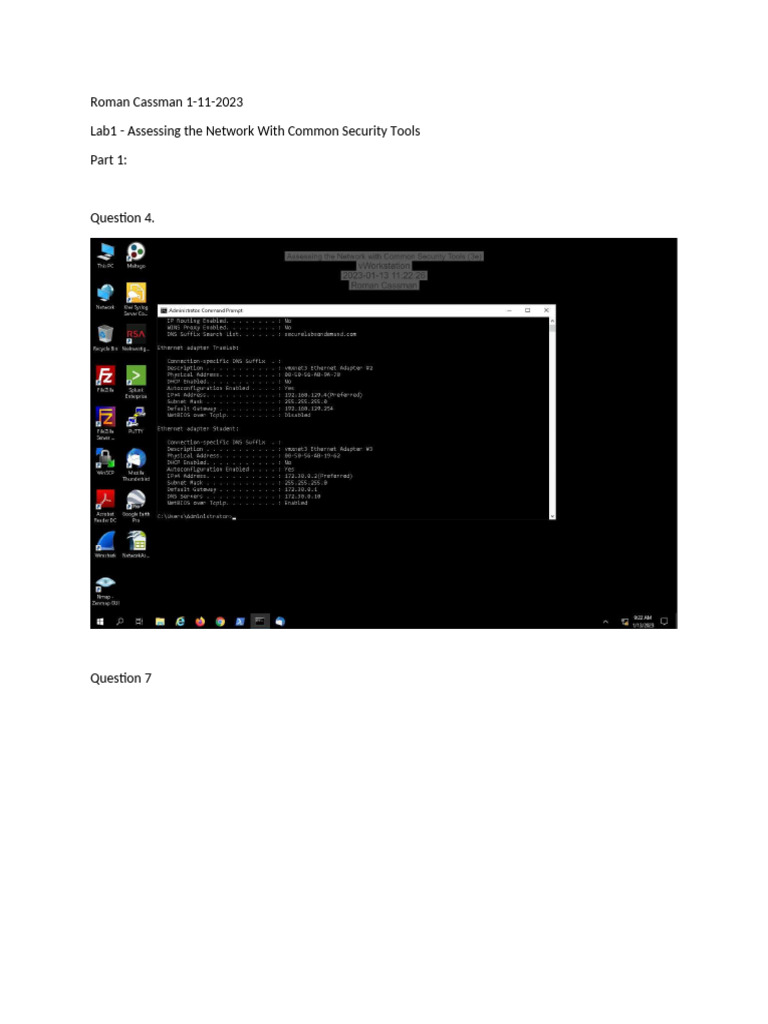 Lab 1RCASSMAN001 S1 - Assessing The Network With Common Security Tools | PDF