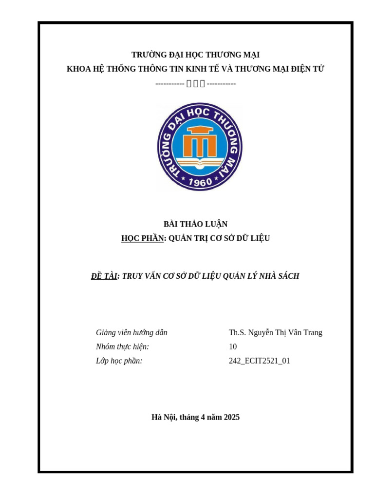 QTCSDL Nhóm 10 | PDF