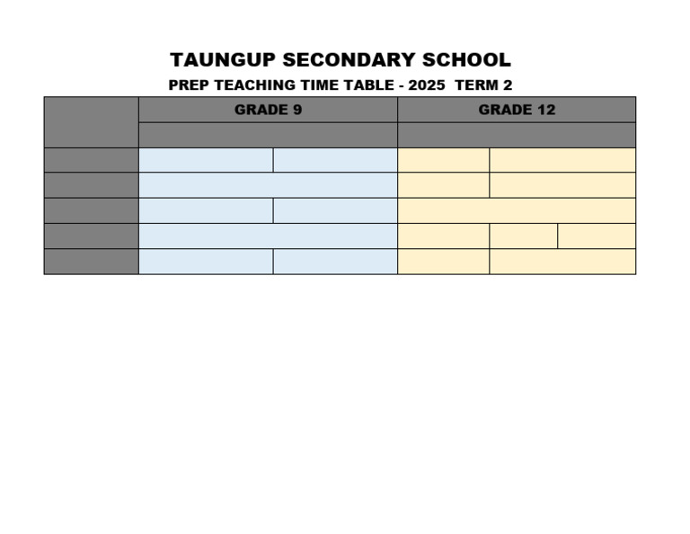 Prep Teaching Time Table | PDF