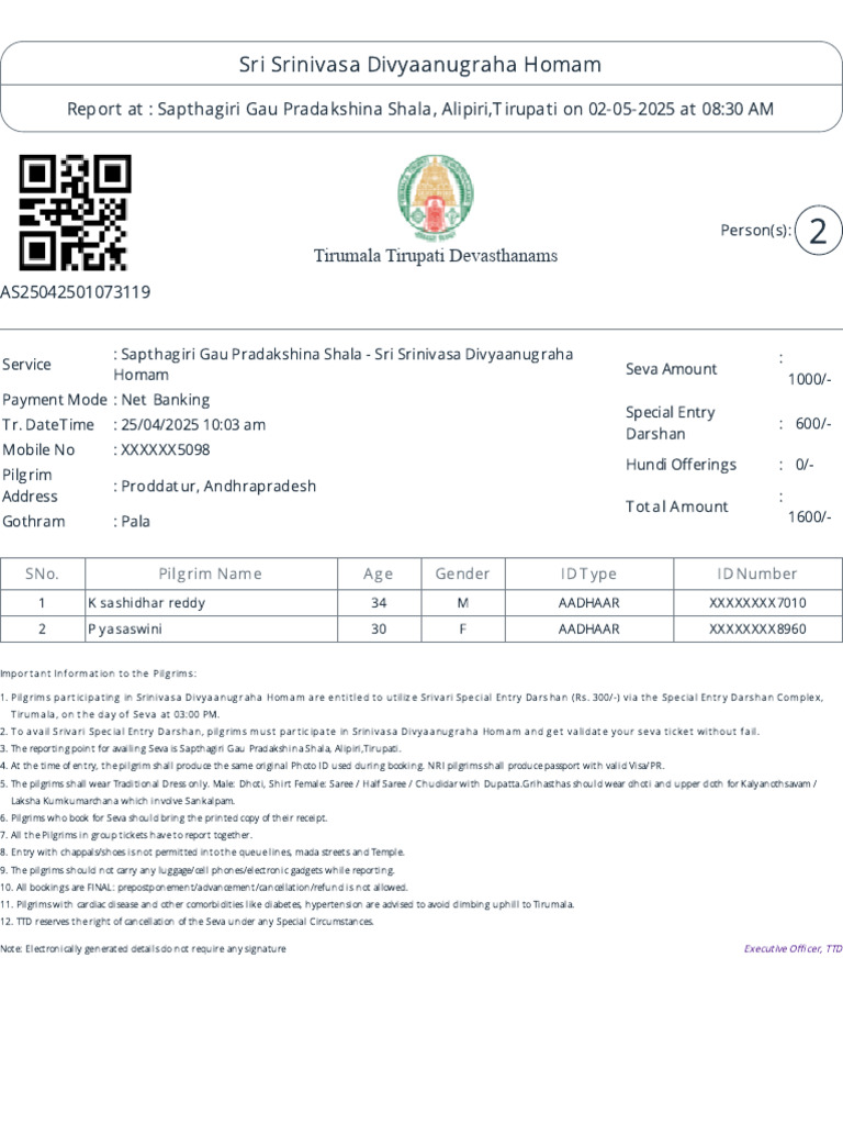 Tirumala Tirupati Devasthanams (Official Booking Portal) | PDF | Vaishnavism
